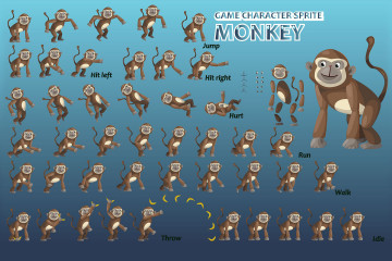 2D Game Monkey Character Sprite - CraftPix.net