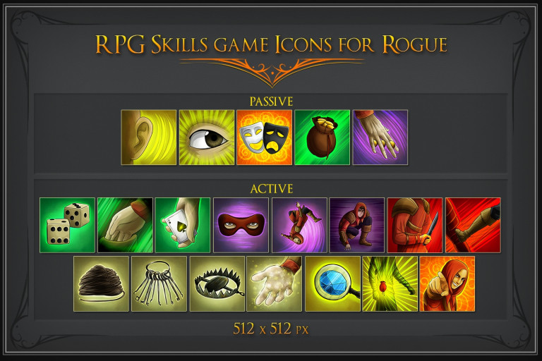 RPG Skill Icons for Rogue - CraftPix.net