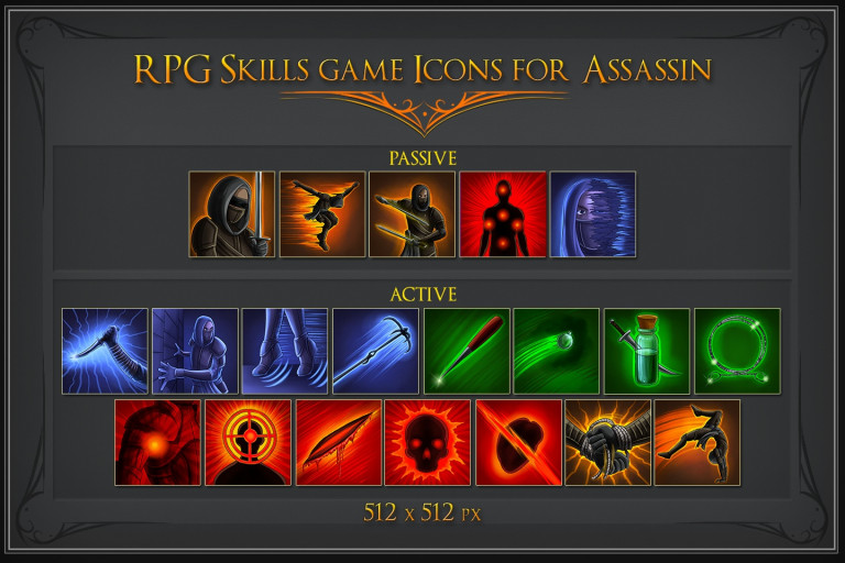 RPG Skill Icons for Rogue - CraftPix.net