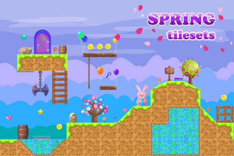 Platformer Summer Game TileSet - CraftPix.net