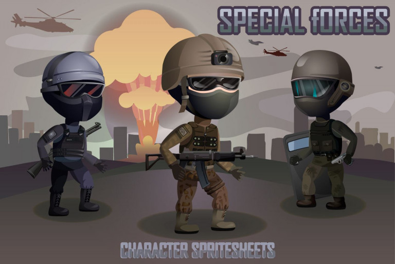 2D Game Terrorists Character Free Sprites Sheets - CraftPix.net