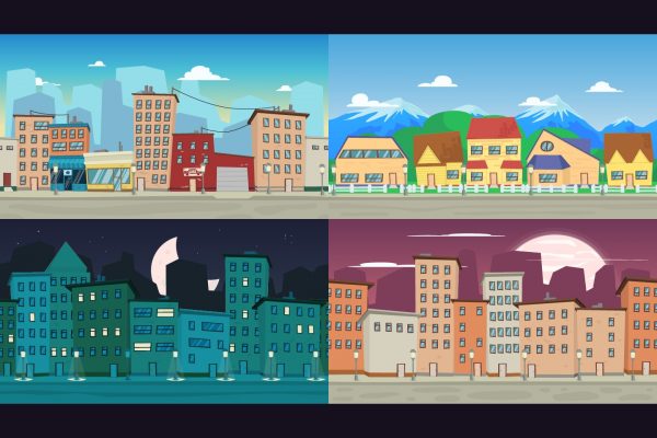Cartoon City 2D Backgrounds - CraftPix.net