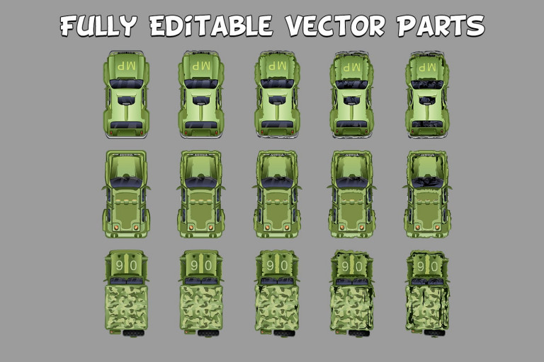 Top Down Police and Military Car Sprites - CraftPix.net