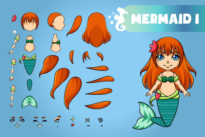2D Mermaid Character Sprites - CraftPix.net