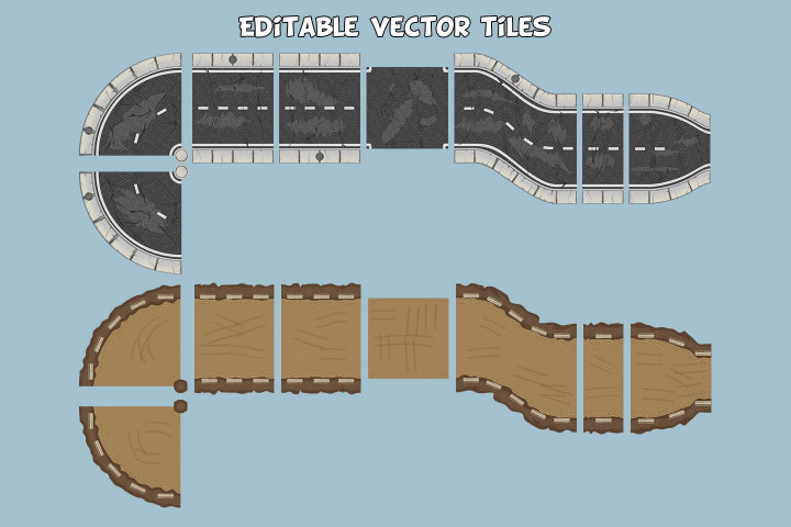 Free Race Track 2D Game Tile Set - CraftPix.net