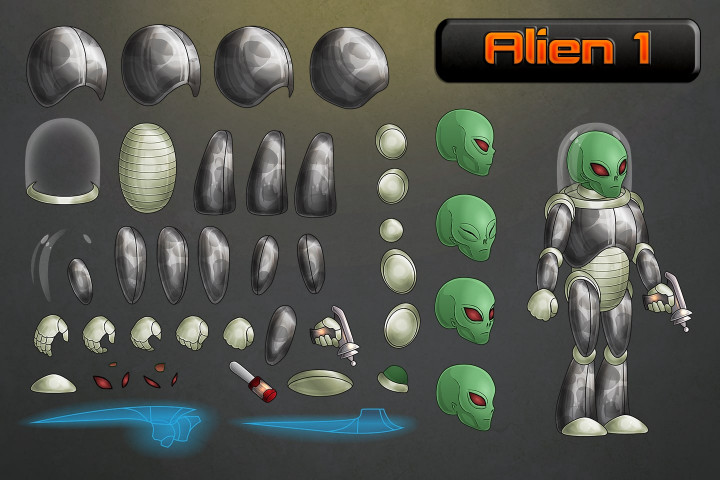 Alien Cyborg 2D Character Sprites - CraftPix.net