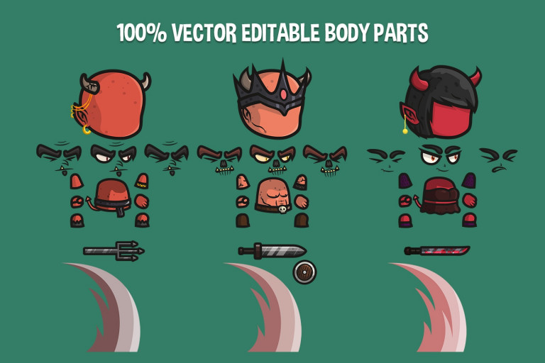 Devil, Hell Knight, Succubus Chibi 2D Game Sprites - CraftPix.net