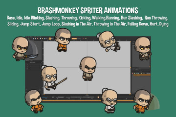 Monk, Evil Bald Warrior and Old Warrior Chibi 2D Sprites - CraftPix.net