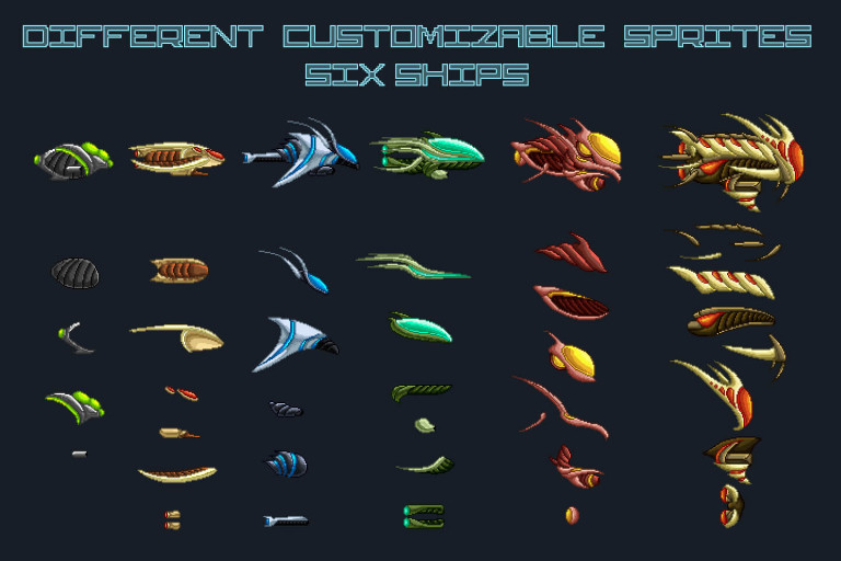Pixel Art Alien Spaceship 2D Game Sprites - CraftPix.net