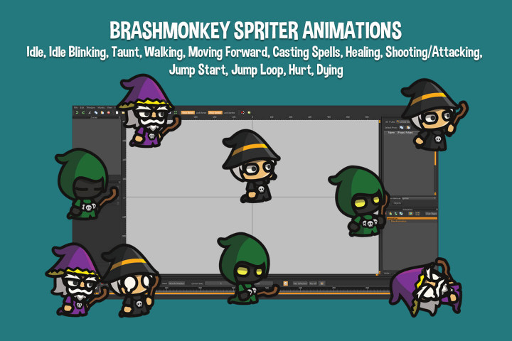 Wizard Tiny Style 2D Character Sprites - CraftPix.net