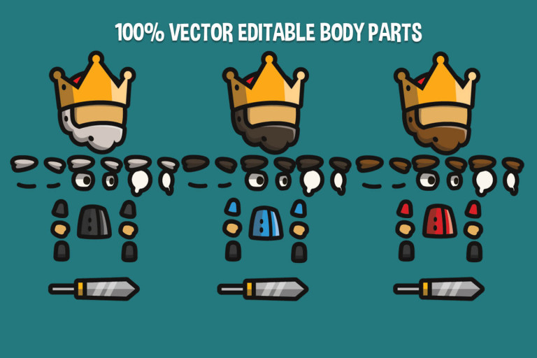 King Tiny Style 2D Character Sprites - CraftPix.net
