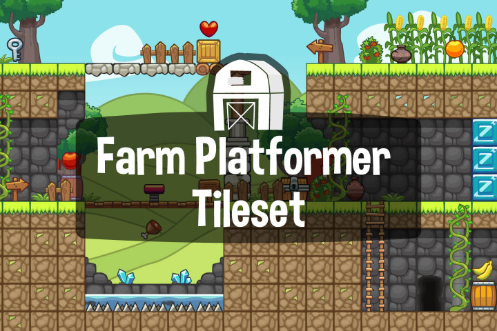 Farm Platformer Level Game Tileset - CraftPix.net