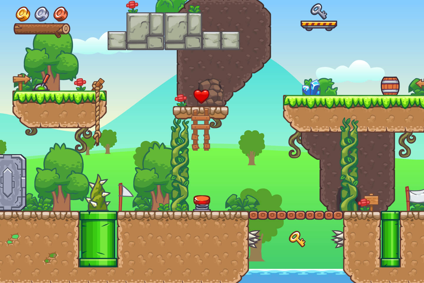 Seamless Hill Platformer Game Tileset CraftPix