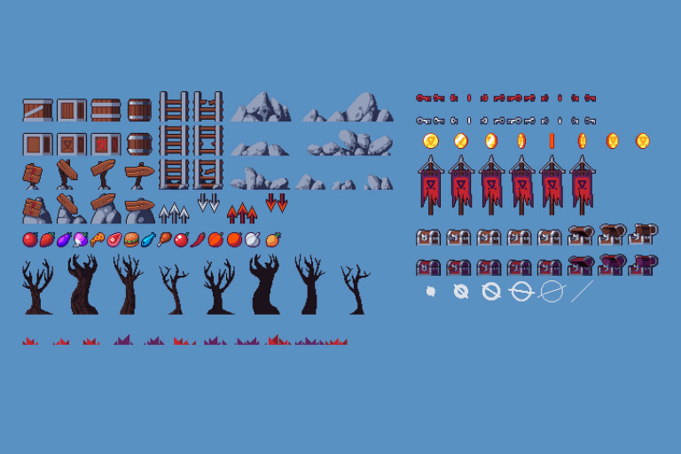 Platformer Pixel Art Hell 2D Tileset - CraftPix.net