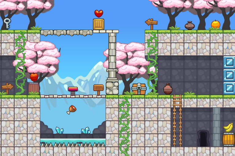 Sakura Garden Platformer Game Level Tileset - CraftPix.net Sakura Garden Platformer Game Level Tileset - CraftPix.net