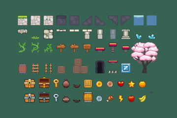 Sakura Garden Platformer Game Level Tileset - CraftPix.net
