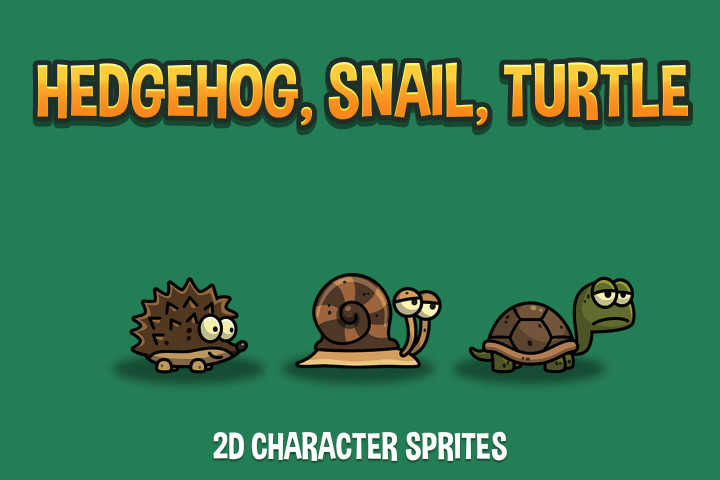 Hedgehog, Snail, Turtle 2D Character Sprites - CraftPix.net