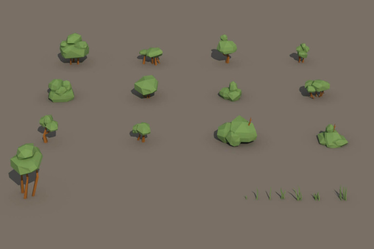 Free Bush 3D Low Poly Models - CraftPix.net