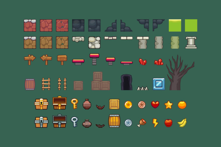 Volcano Area Platformer Game Tileset - CraftPix.net