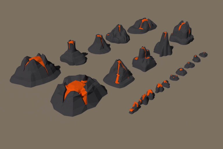 Volcano 3D Low Poly Models - CraftPix.net