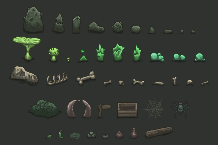 2D Top Down Cave Tileset - CraftPix.net