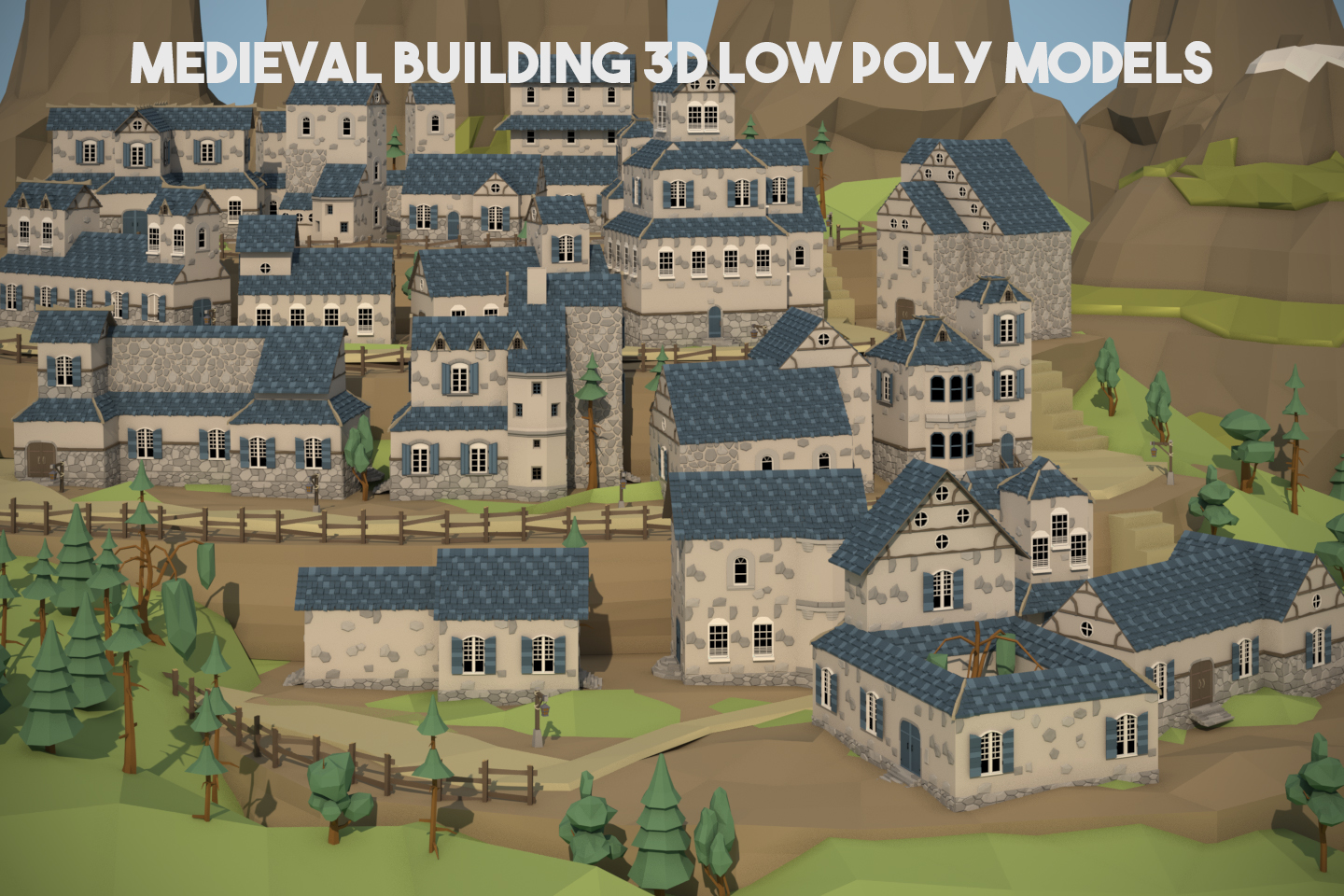 Medieval Building 3D Low Poly Models - CraftPix.net
