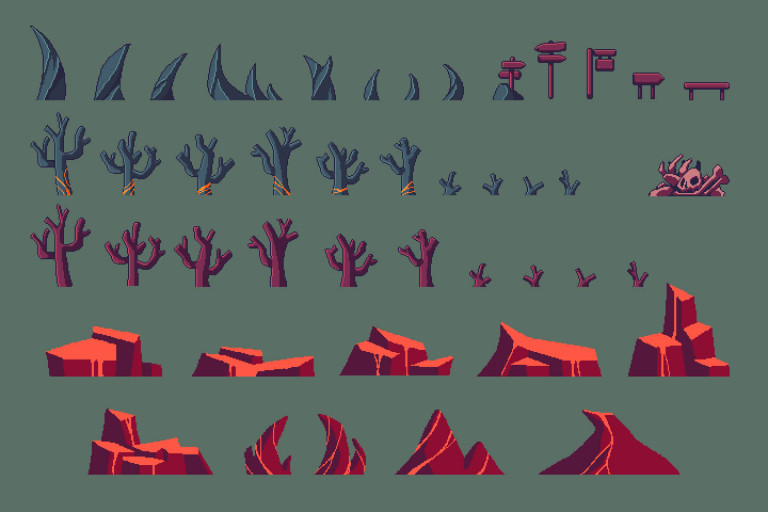 Volcano Pixel Art Environment Assets Pack - CraftPix.net
