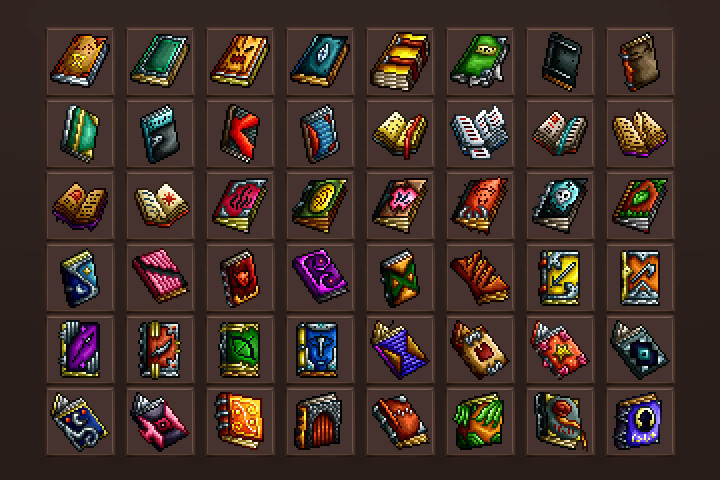Magic Books Pixel Art Icons Pack - CraftPix.net