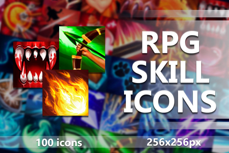 100 Skill Icons Pack for RPG - CraftPix.net