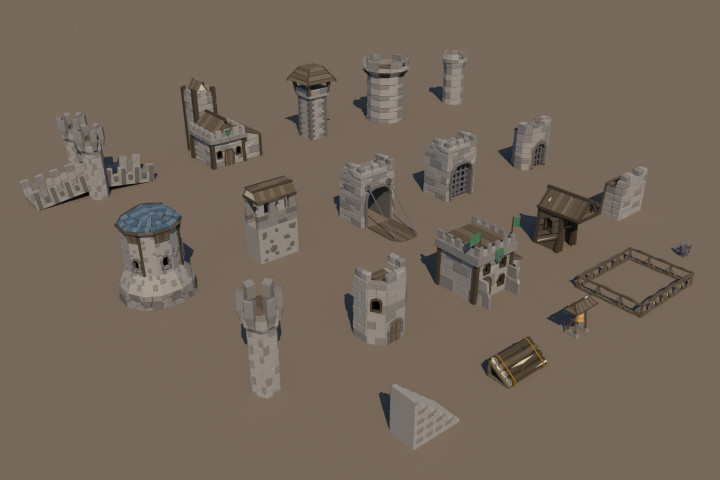 Medieval Fortress Pack 3D Low Poly Models - CraftPix.net