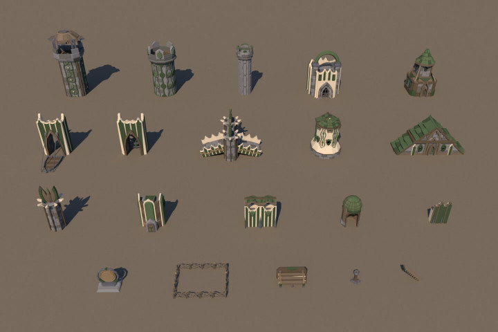 Fortress of the Elves 3D Low Poly Models - CraftPix.net