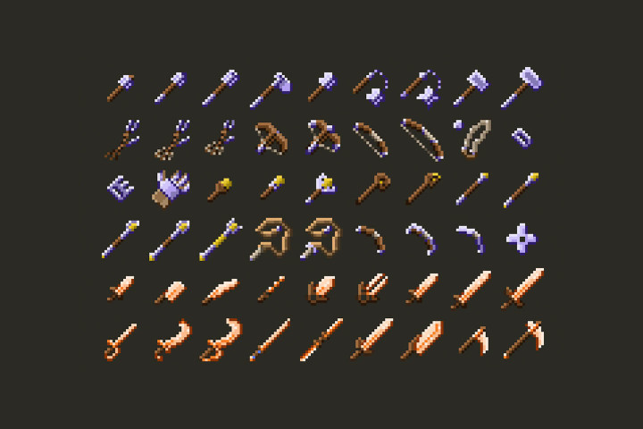 RPG Weapons Pixel Art Pack - CraftPix.net
