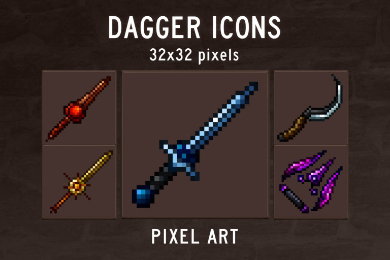 Dagger Icons Pixel Art Download - CraftPix.net