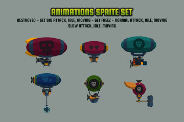 Flat Enemy Airship Sprites Download - CraftPix.net
