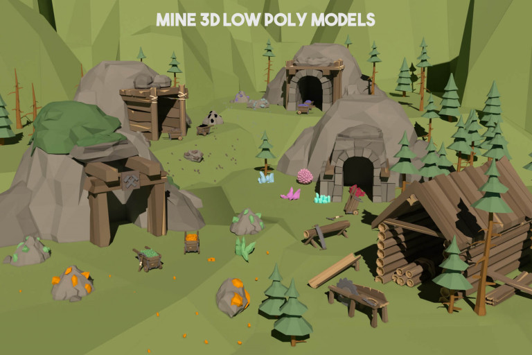 Free Spaceship 3D Low Poly Models Pack - CraftPix.net