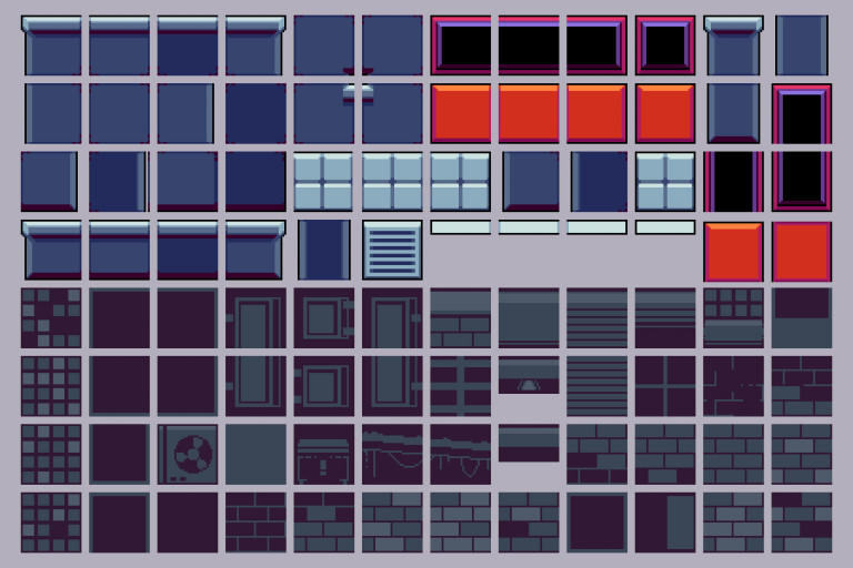 Residential Area Tileset Pixel Art Download - CraftPix.net
