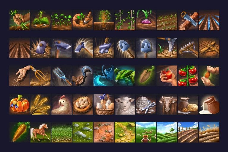 50 RPG Farmer Skill Icons Download - CraftPix.net
