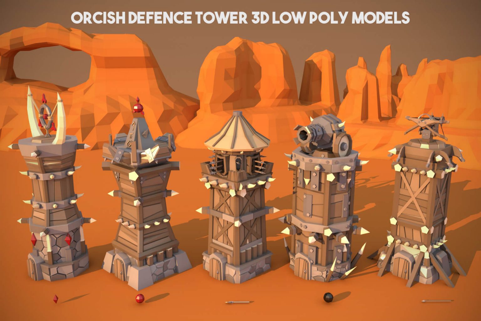 Battle Tower 3D Low Poly Models Download - CraftPix.net