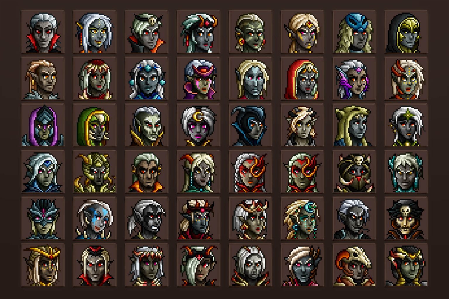 Dark Elf Avatar Icons Pixel Art Download - CraftPix.net