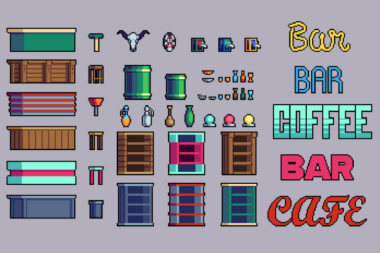 Bar Street Tileset Pixel Art Pack Download - CraftPix.net