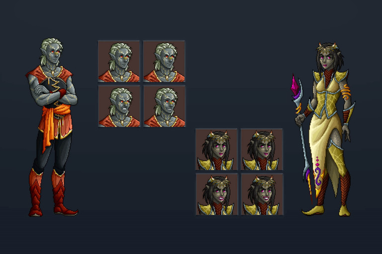 Dark Elf Characters Pixel Art Download - CraftPix.net
