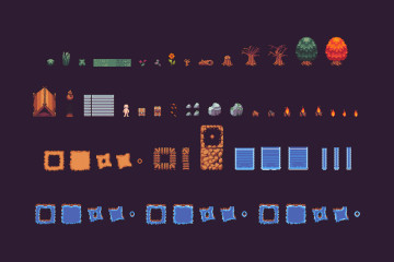 Green Forest Top Down Pixel Art Tileset - CraftPix.net