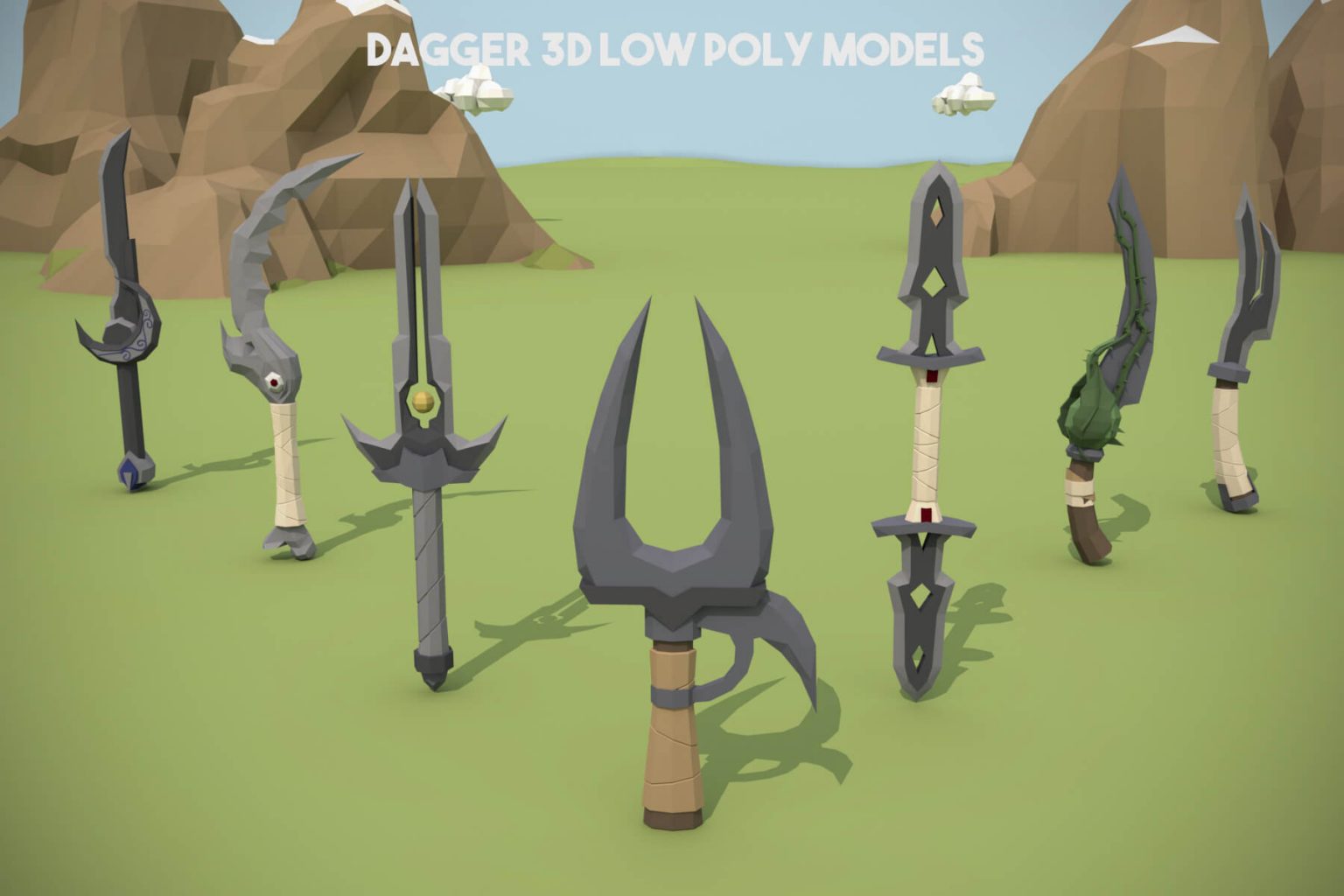 Free Dagger 3D Low Poly Models - CraftPix.net
