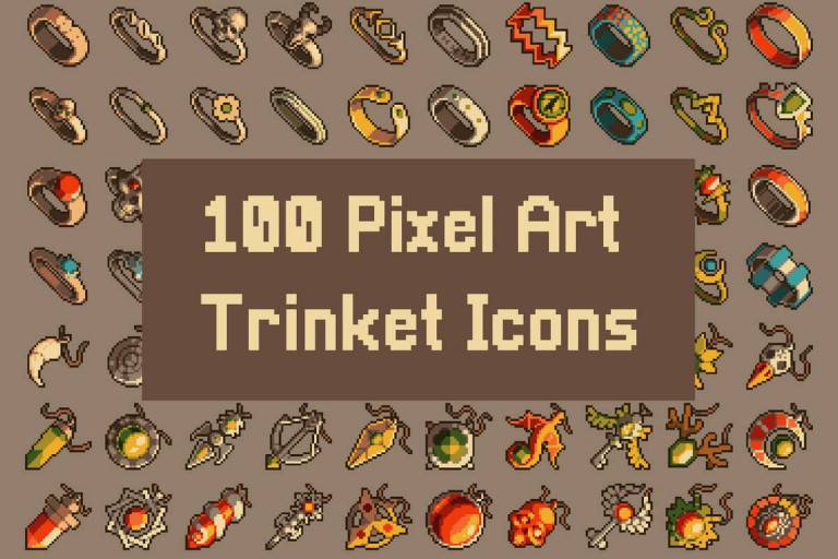 Ring Earring and Amulet Pixel Art Icons - CraftPix.net