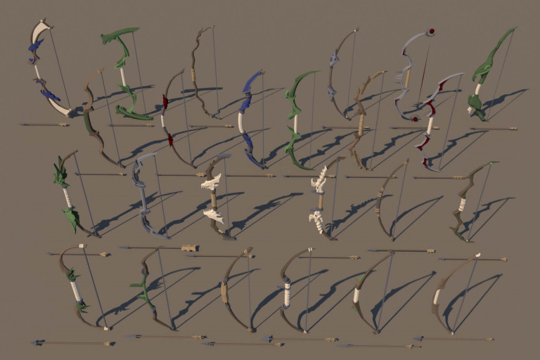 Bow 3D Low Poly Models Download Pack - CraftPix.net