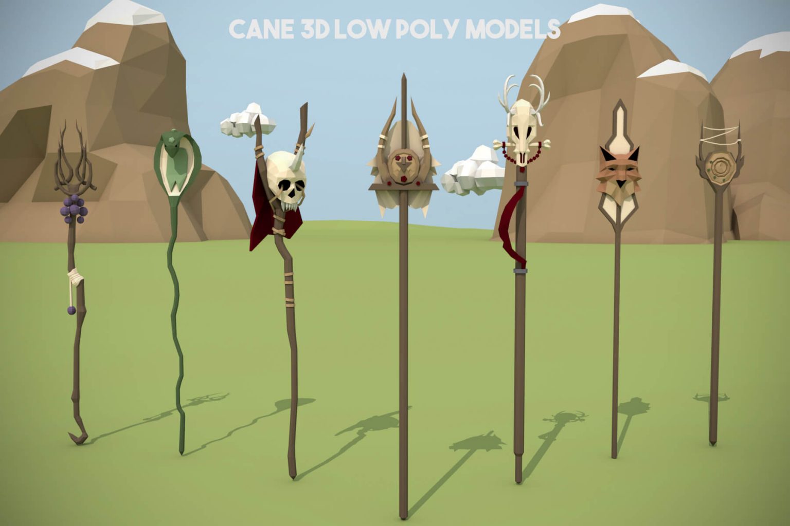 Cane 3D low Poly Models Download - CraftPix.net