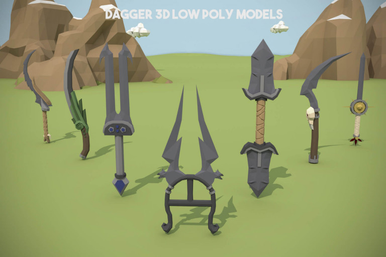 Dagger 3D Low Poly Models Download - CraftPix.net