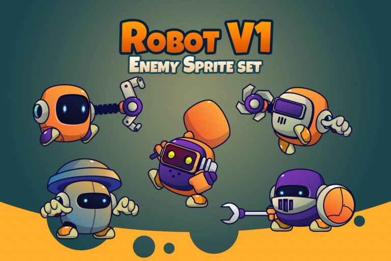 Robots V1 Enemy Sprite Set Download - CraftPix.net