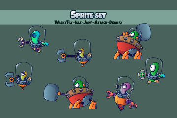Alien V1 Enemy Sprite Set Download - CraftPix.net