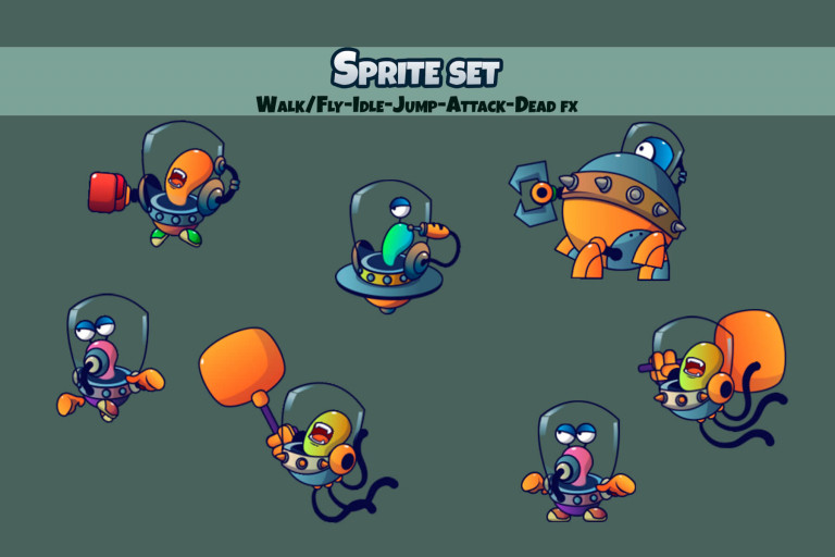 Alien V2 Enemy Sprite Set Download - CraftPix.net